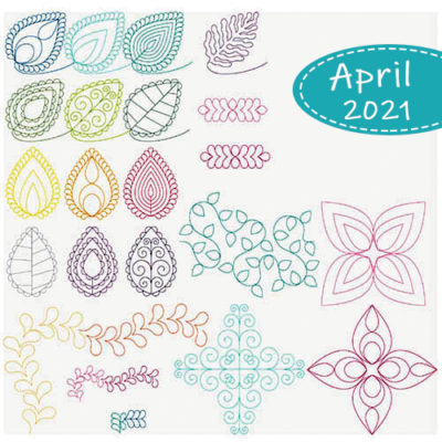 April 2021 Club Set - Curled Leaves and Vines 25-Pieces - Pro-Stitcher