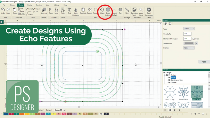 Using the Echo Quilting Feature - Pro-Stitcher