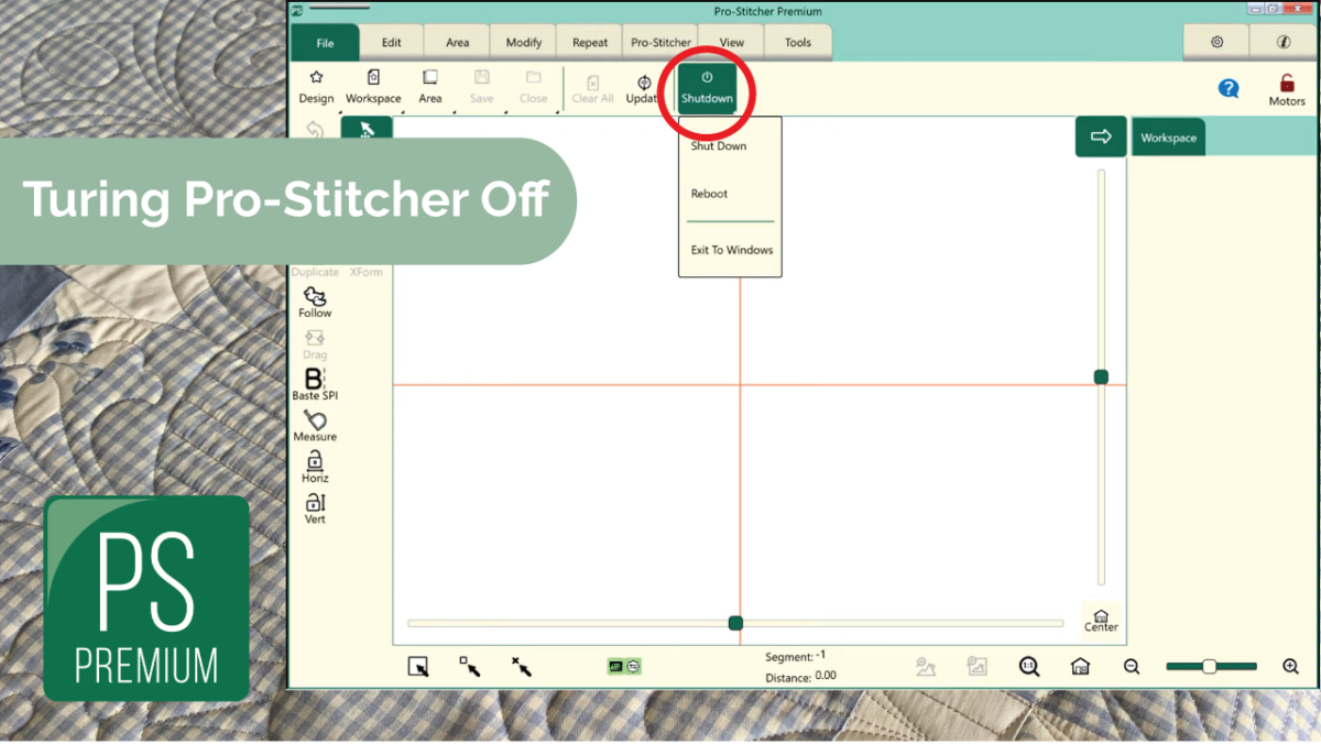 Turning ProStitcher On & Off - Pro-Stitcher