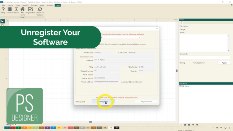 Unregister with Internet - Pro-Stitcher