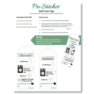 Quilt Care Tags from Pro-Stitcher - Pro-Stitcher